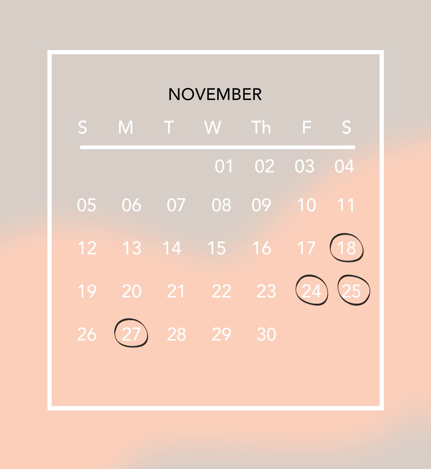 November Events Calendar – Ten Tomorrow