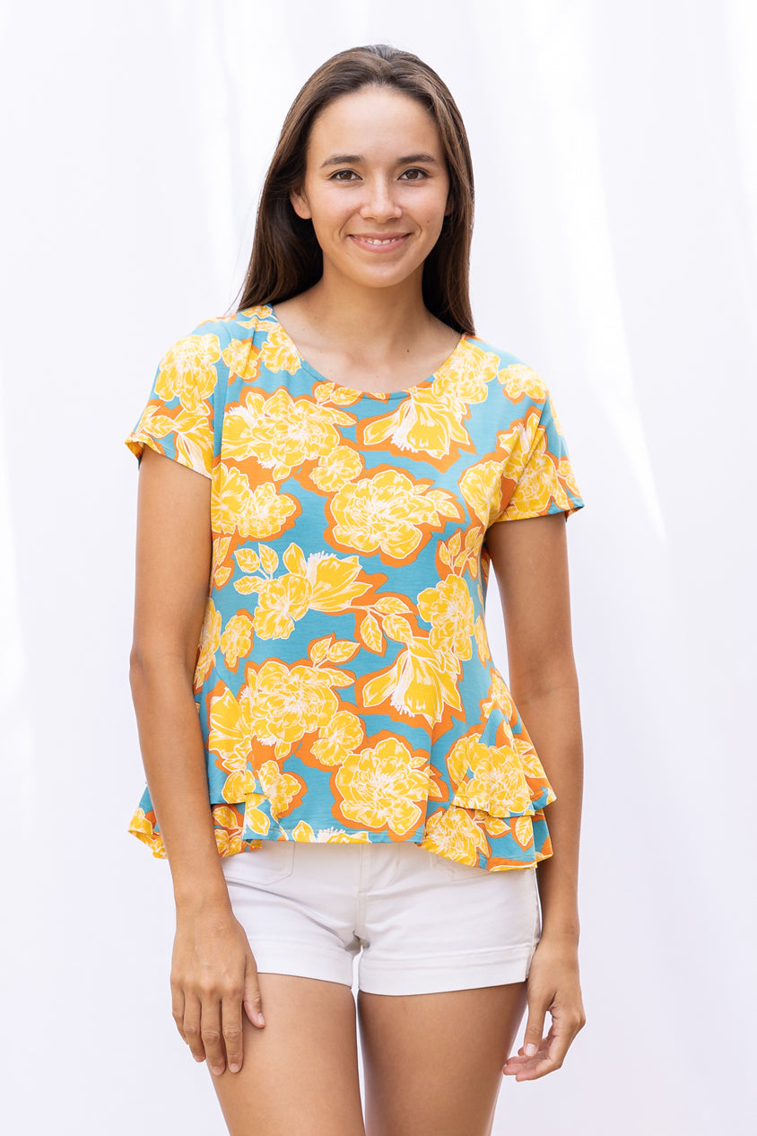 Jojo Peplum Top (Golden Bloom) - M – Ten Tomorrow