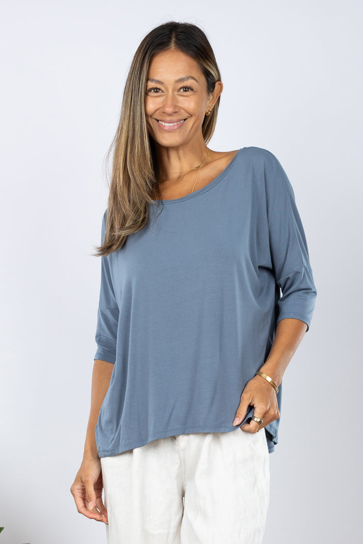 Julie 3/4 Sleeve Top (French Blue) – Ten Tomorrow