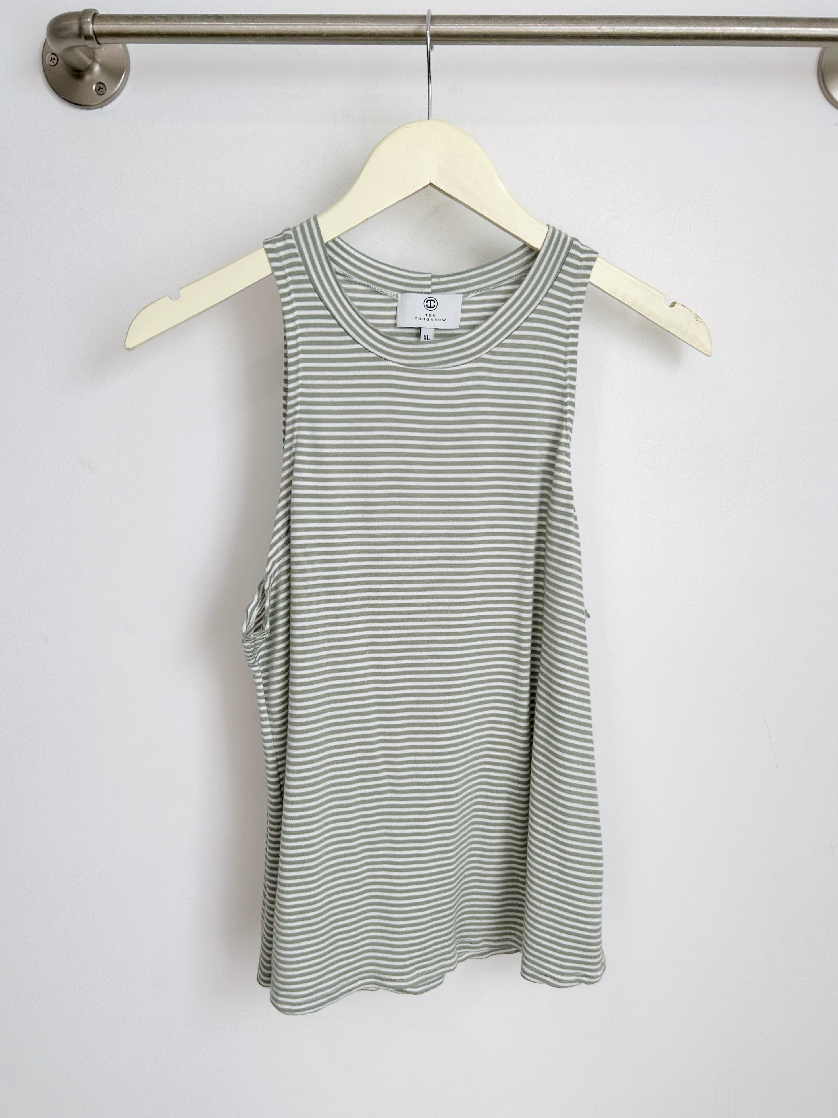 Logan Tank (Sage Stripe) - XL – Ten Tomorrow