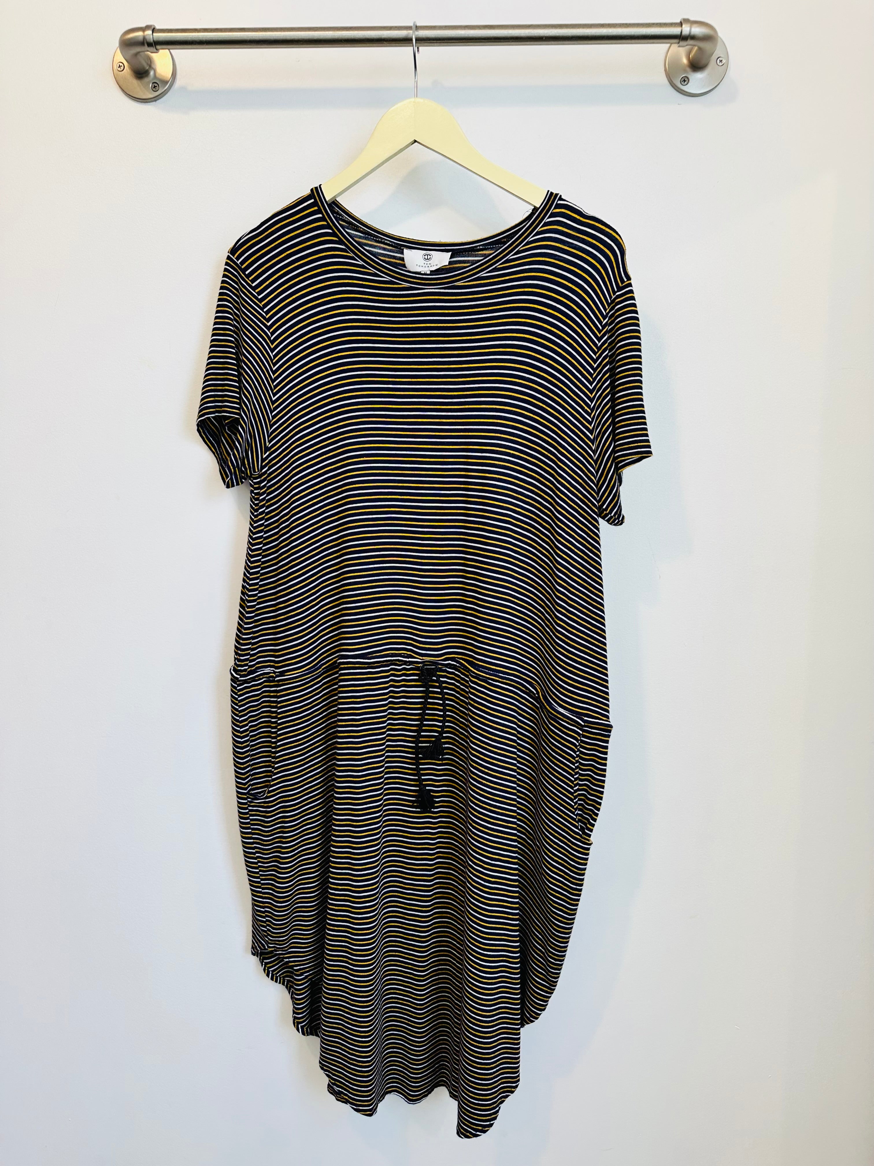 Mark Tie Waist Dress (Navy Stripe) - M – Ten Tomorrow